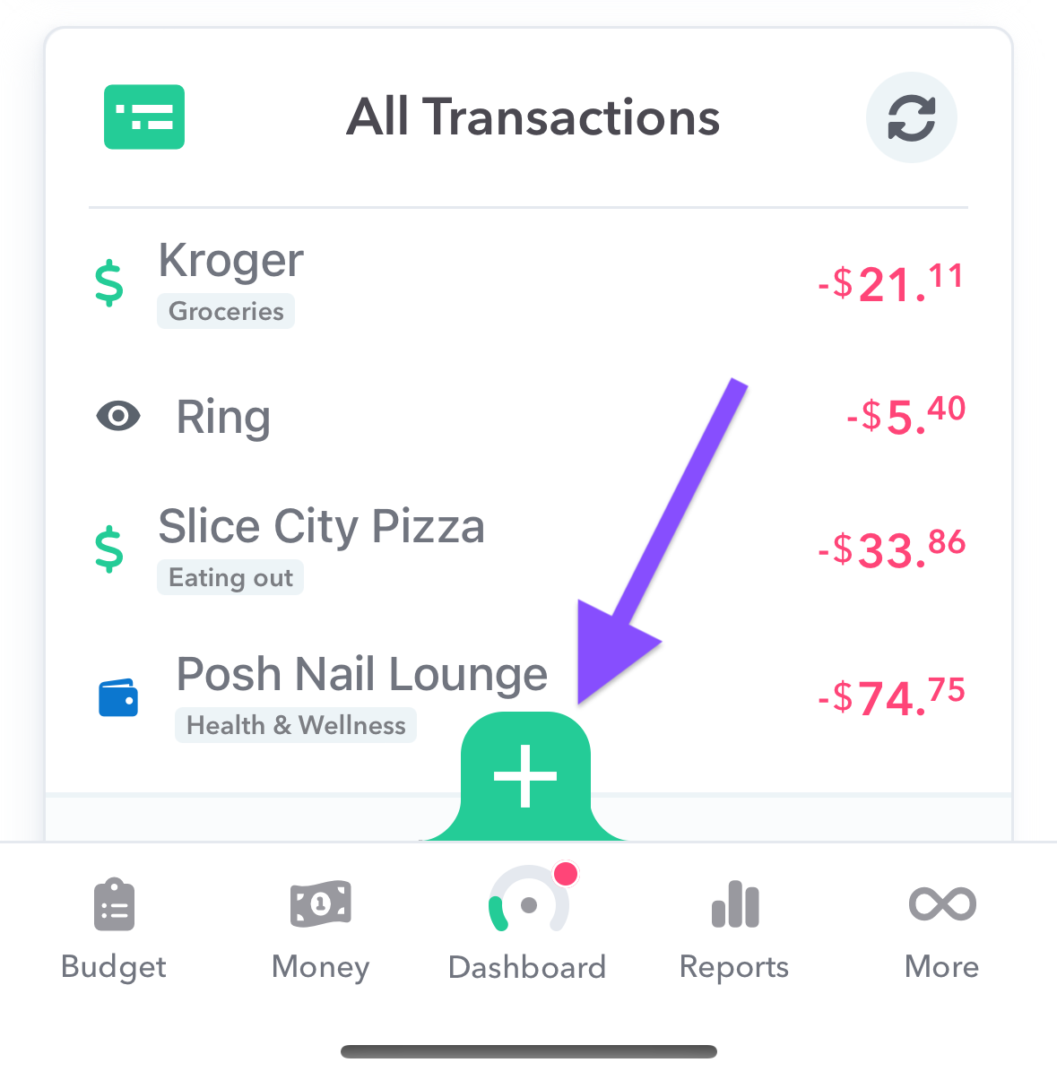 Manual Transactions - Weekly | A Budget Planner and Spending Tracker