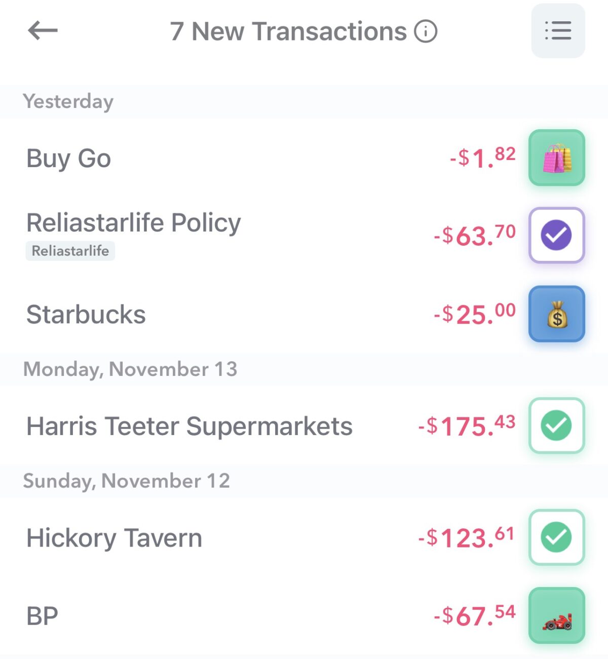 Transaction Review List - Weekly | A Budget Planner and Spending Tracker