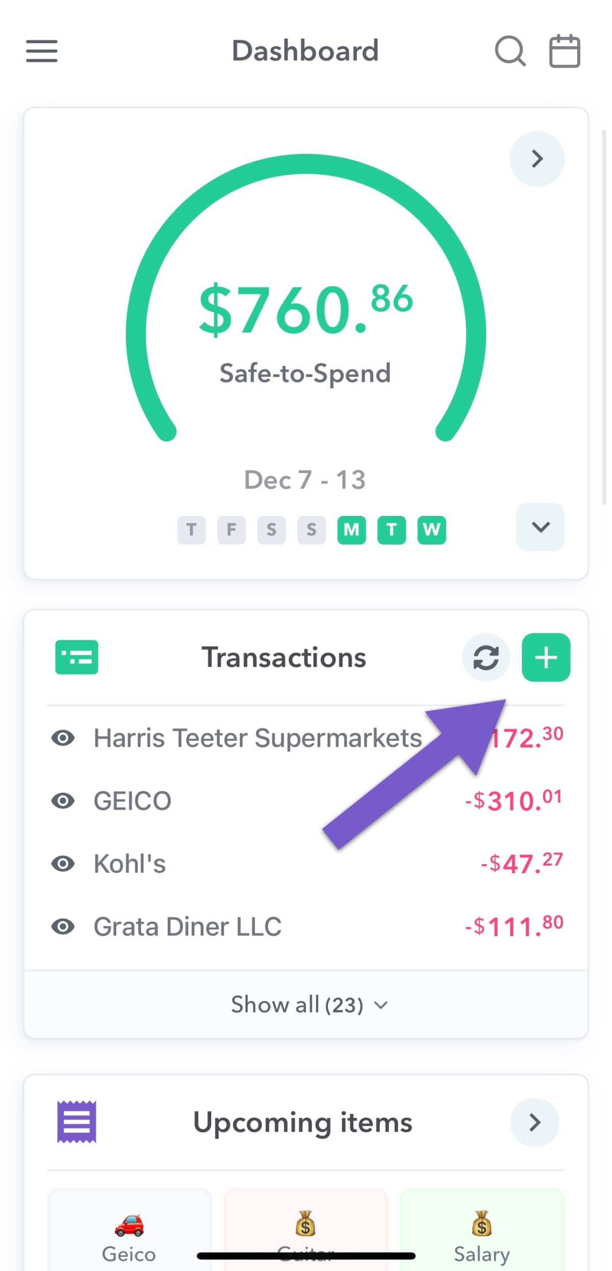 Manual Transactions - Weekly | A Better Budget App